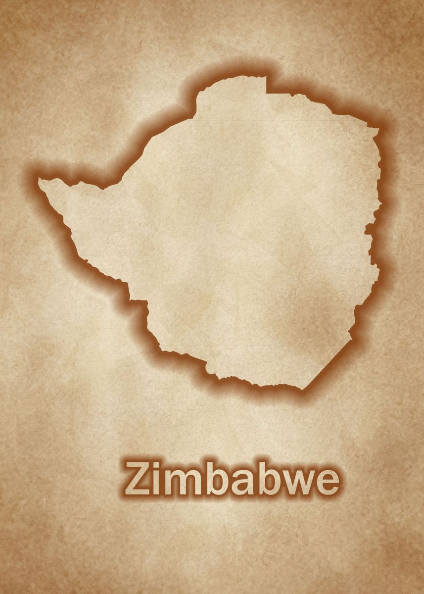 'Zimbabwe vintage map glow ' Poster, picture, metal print, paint by The ...