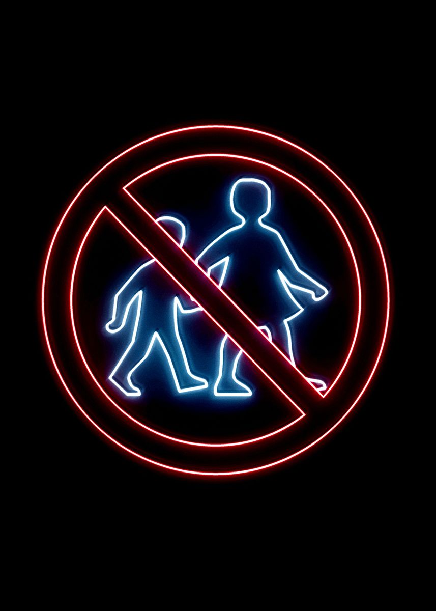'No Children Sign neon ' Poster, picture, metal print, paint by shiner ...