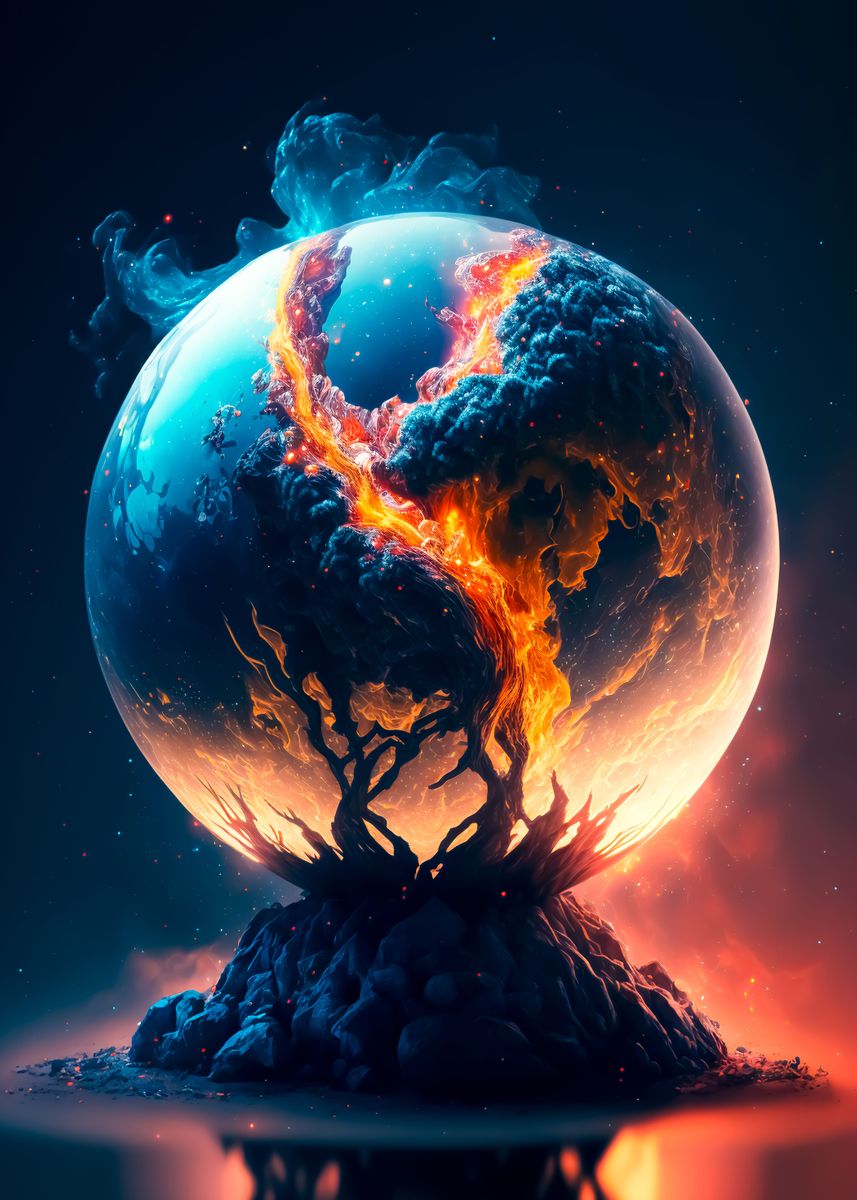 'Branches of life on fire' Poster, picture, metal print, paint by James ...