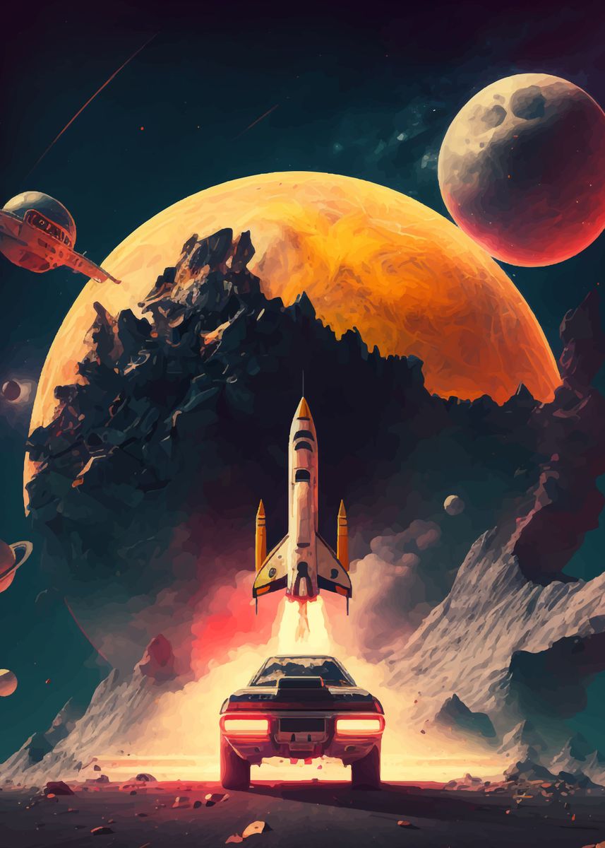 'Retro Space' Poster, picture, metal print, paint by Mr Yy | Displate