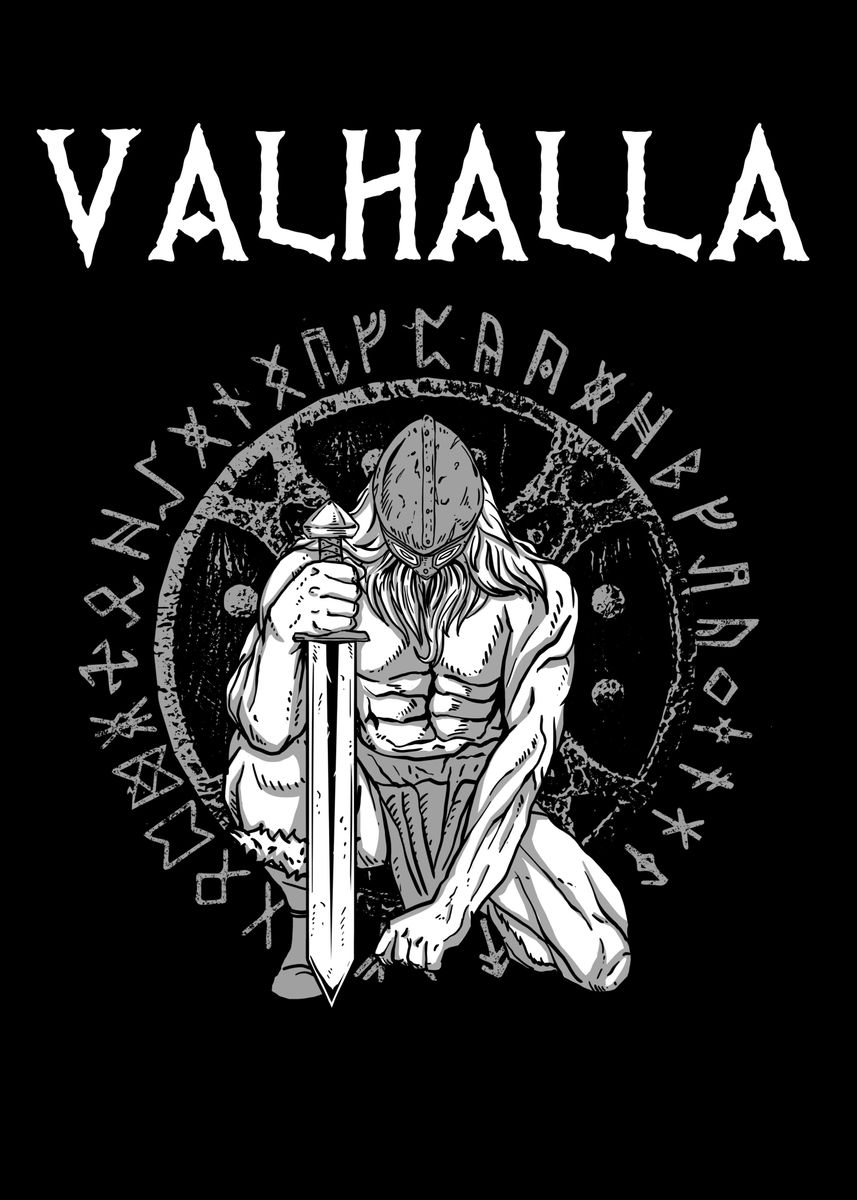 'Valhalla Viking Norse ' Poster, picture, metal print, paint by biNutz ...