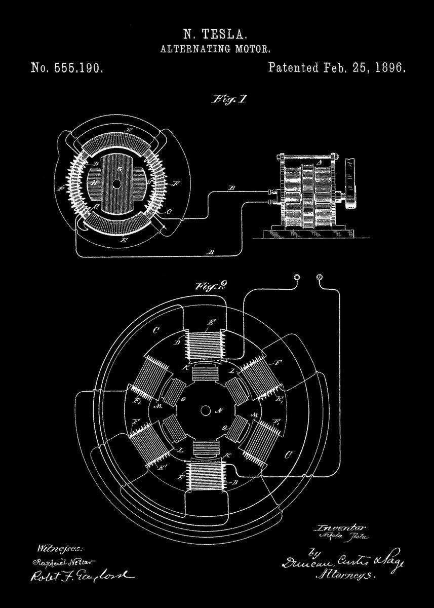 'Tesla Patent' Poster, picture, metal print, paint by Tom Cage | Displate