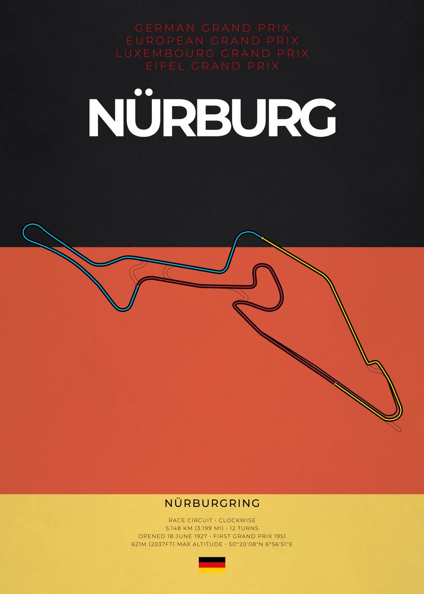 'Nurburgring F1 Circuit' Poster, picture, metal print, paint by aio ...