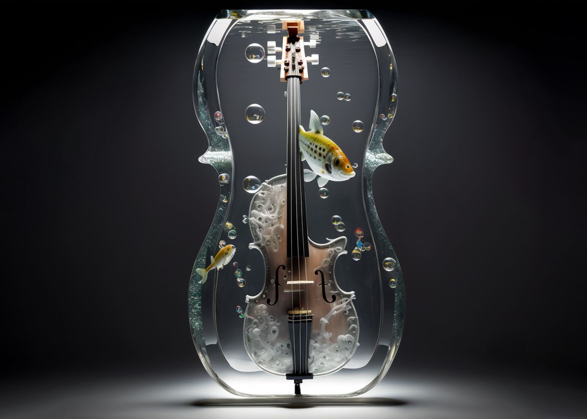 'Fish in Glass Violin' Poster by Nehar Harpreet | Displate