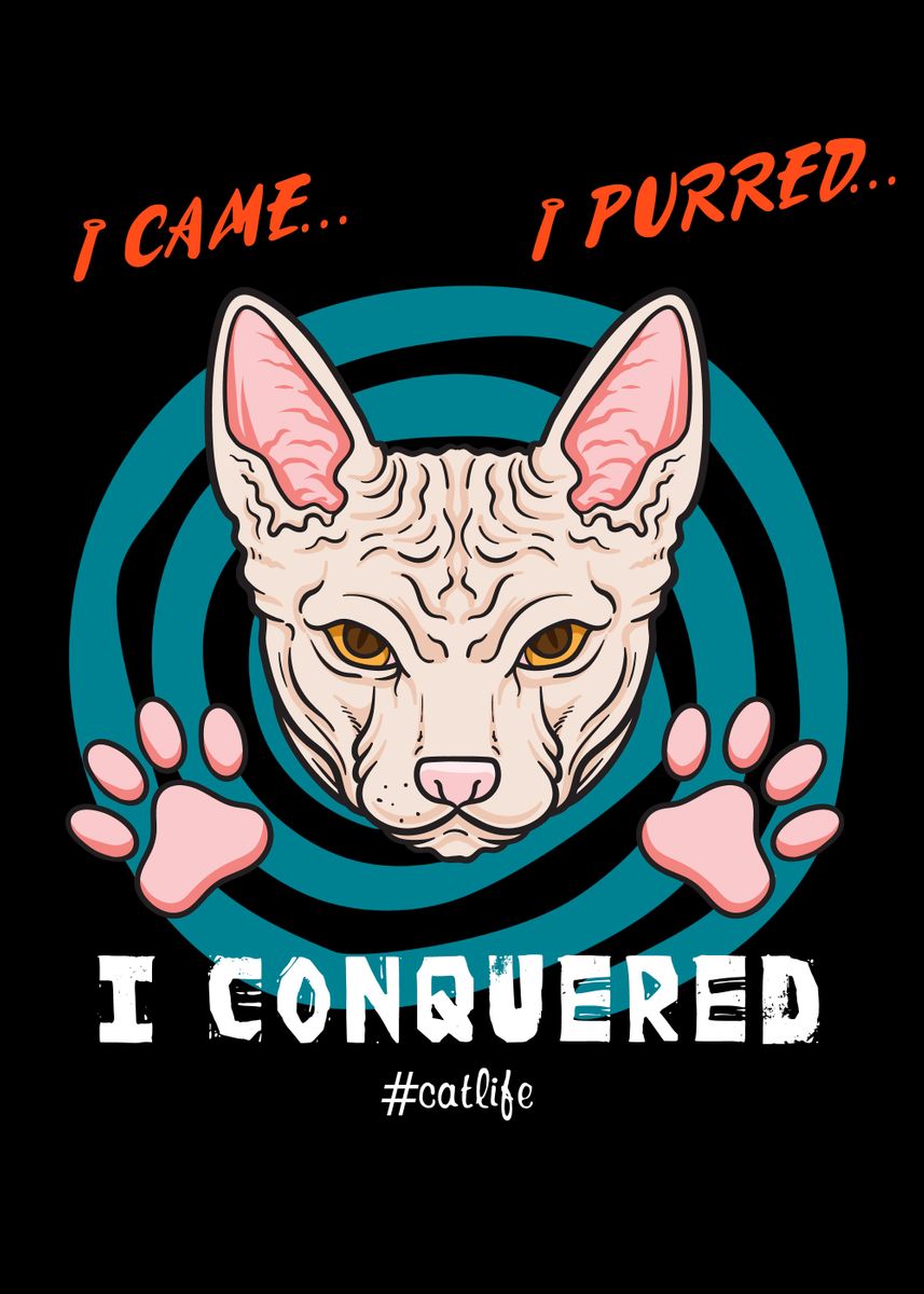 'Cat Life' Poster, picture, metal print, paint by crbn design | Displate