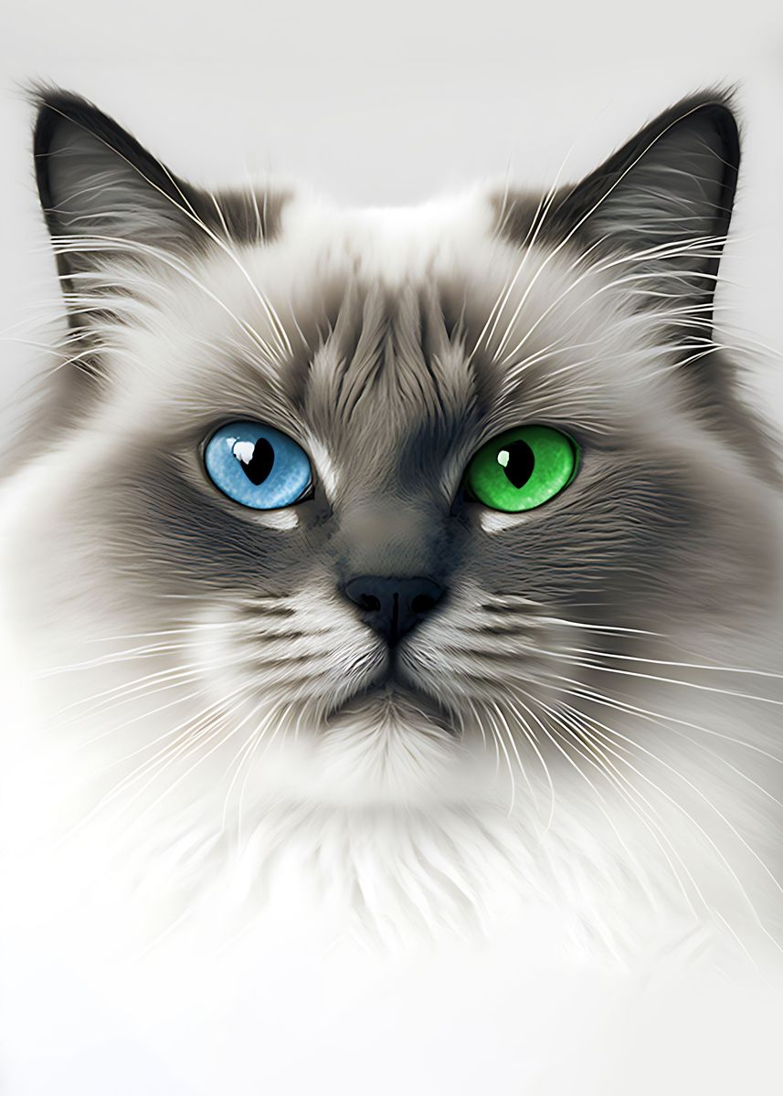 'Cute Cat' Poster, picture, metal print, paint by Bertil Hansen | Displate