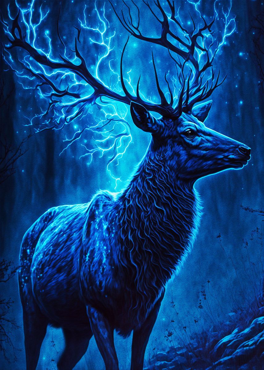 'Blue deer mystical ' Poster, picture, metal print, paint by Muh Asdar ...