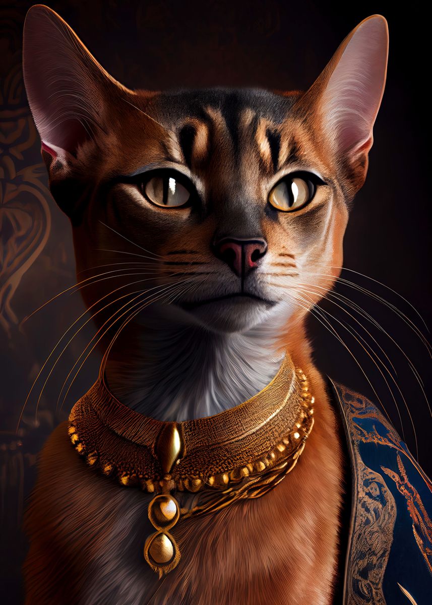 'Abyssinian Queen Cat' Poster, picture, metal print, paint by Swan Dee ...