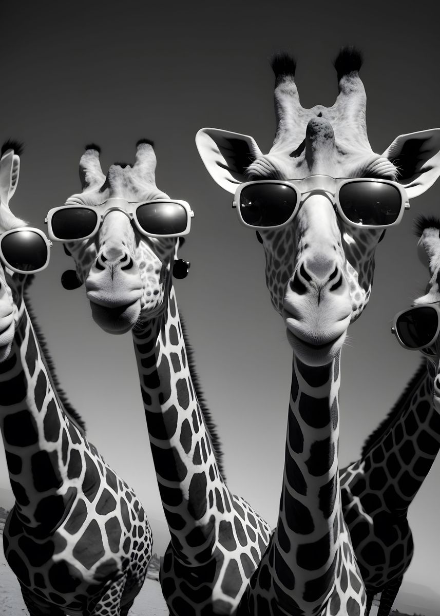 'Giraffe Rap Band' Poster, picture, metal print, paint by David Godbehere | Displate