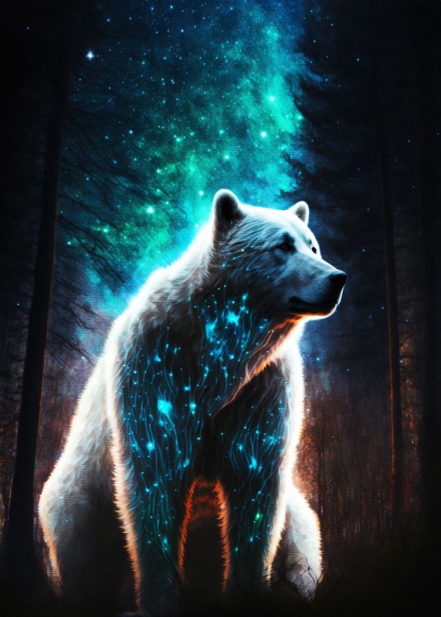 'White Bear in Forest' Poster, picture, metal print, paint by Muh Asdar ...