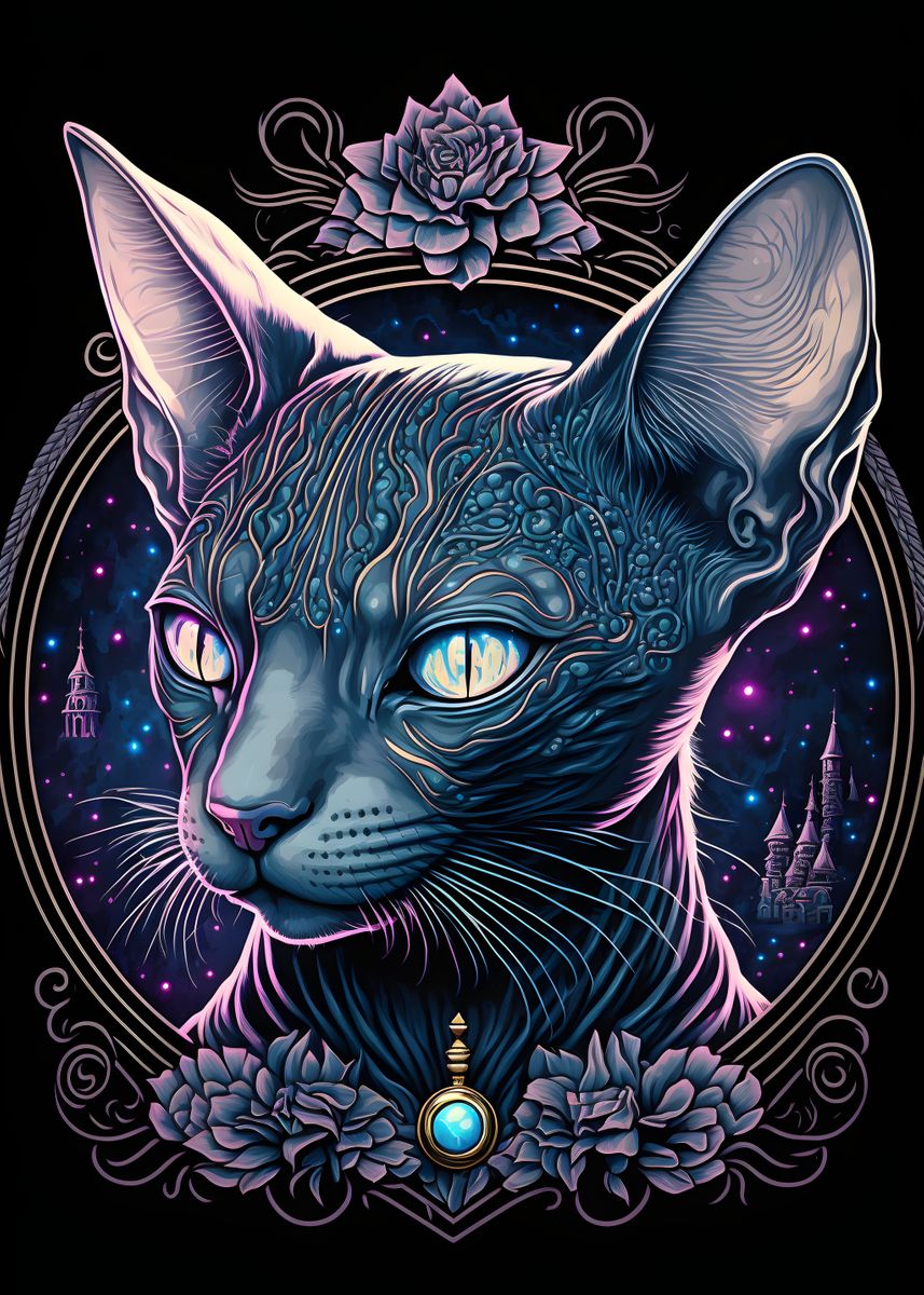 'Black Light Cat 26' Poster by Black Eyed | Displate