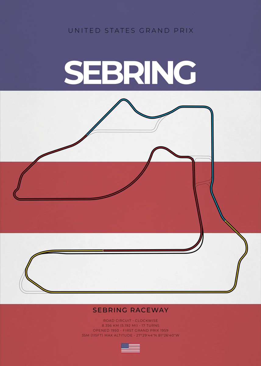 'Sebring F1 Circuit USA' Poster, picture, metal print, paint by aio ...