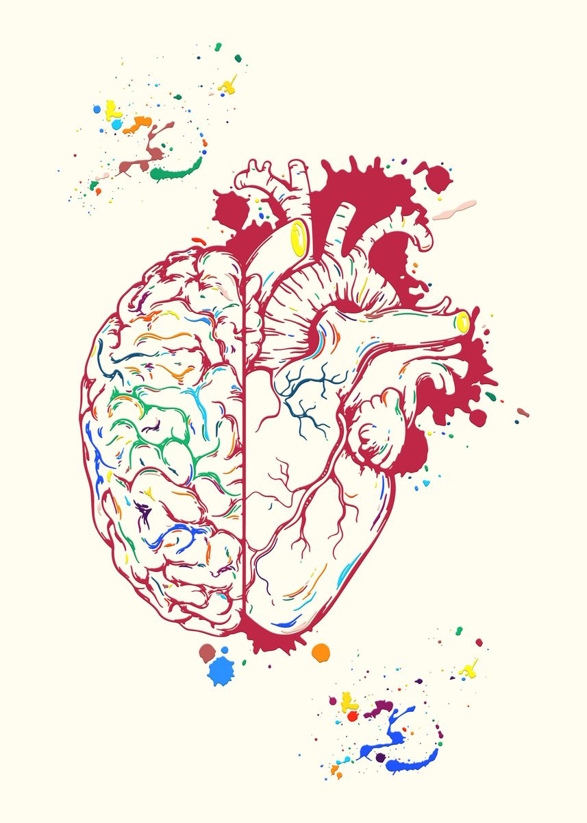'Heart And Brain Balance ' Poster, picture, metal print, paint by ...