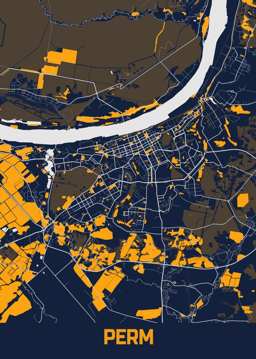 'Perm City Map' Poster by Nae | Displate
