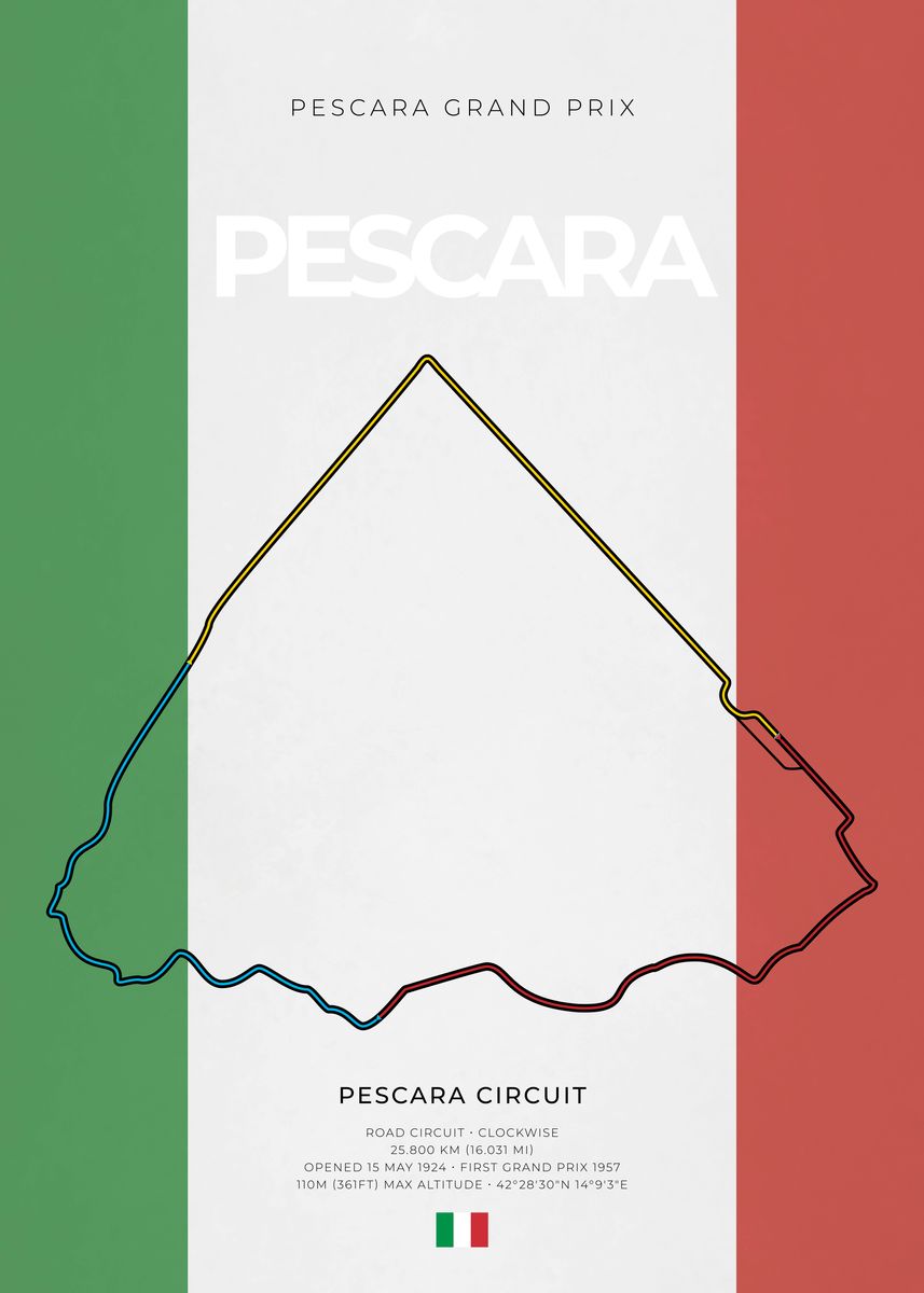 'Pescara Formula One Track' Poster, picture, metal print, paint by Alo ...
