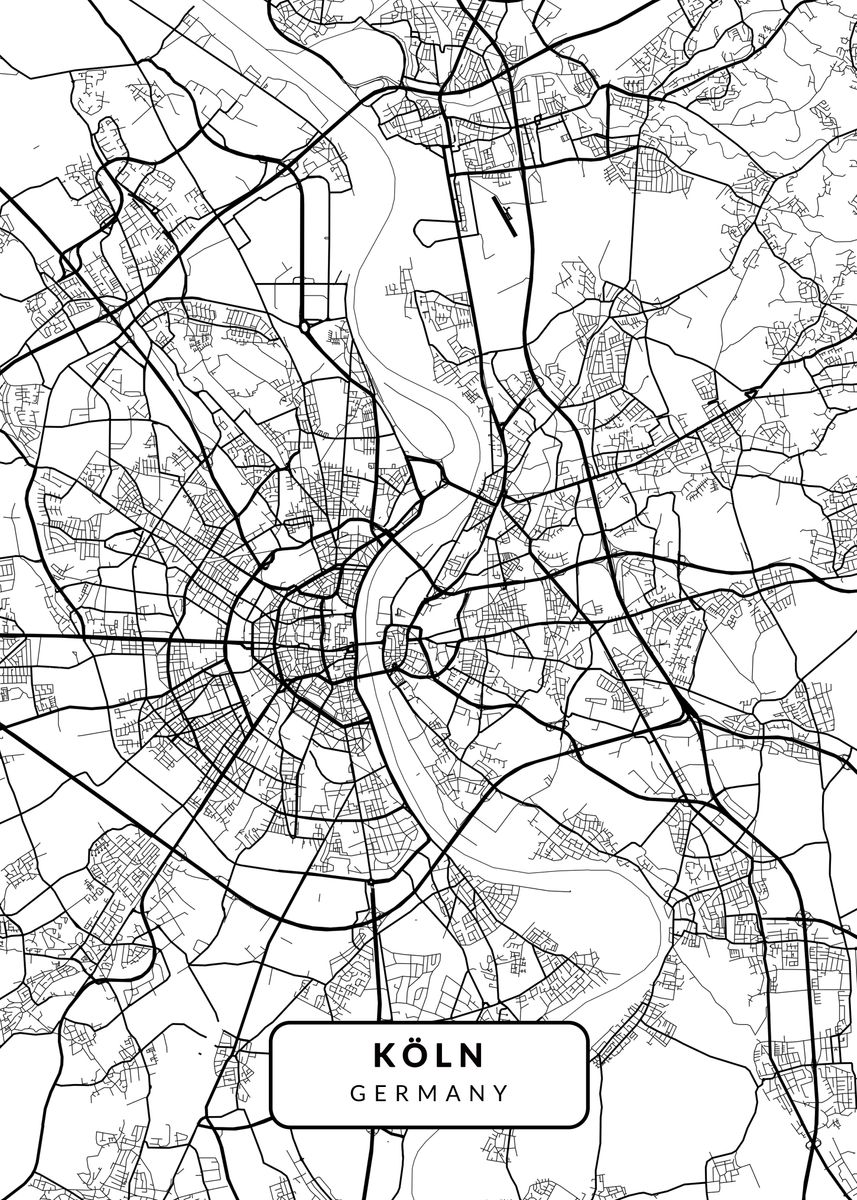 'Koln City Map' Poster, picture, metal print, paint by Raka Halilintar ...