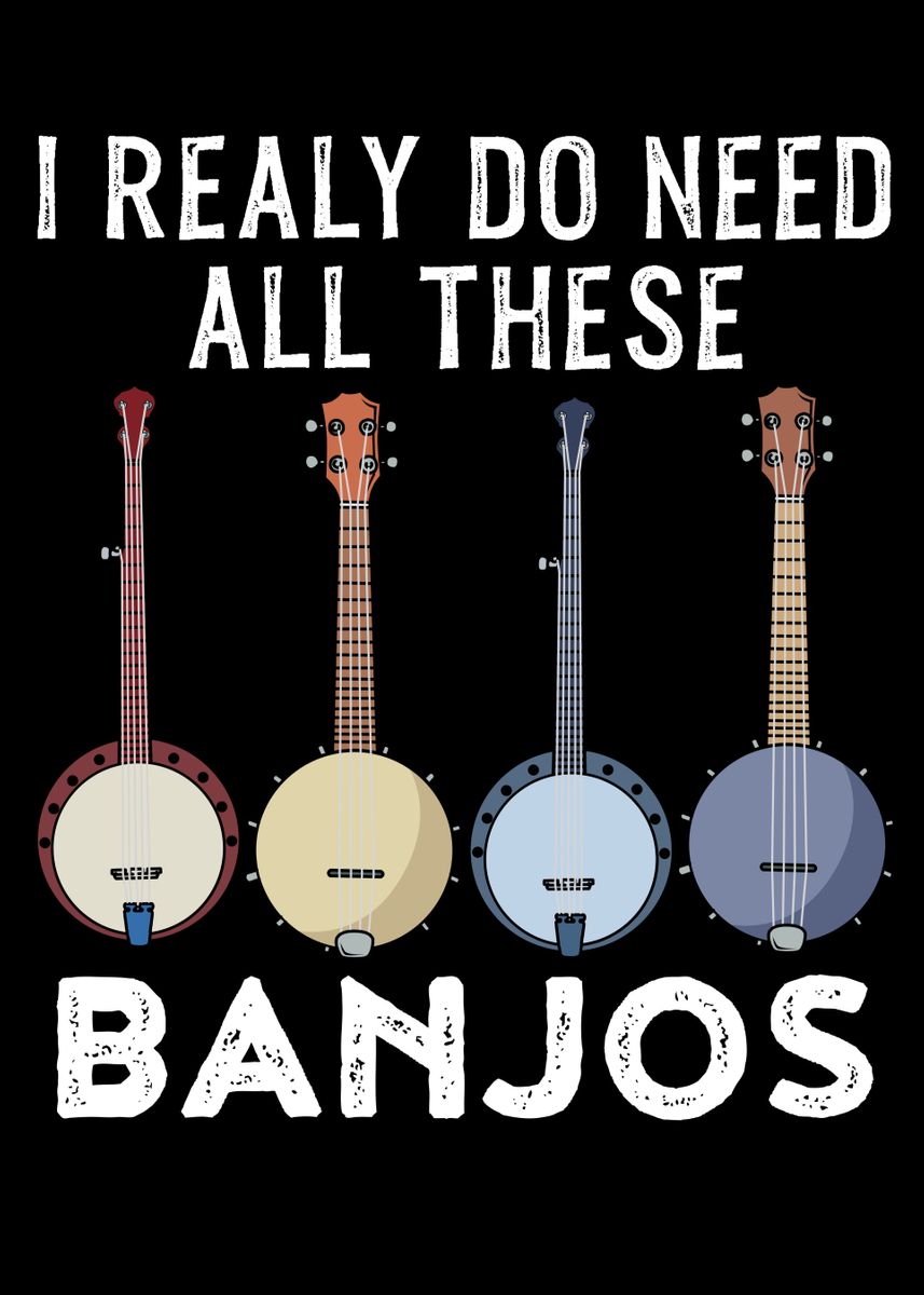 'Banjo Player Gift Men' Poster, picture, metal print, paint by ...