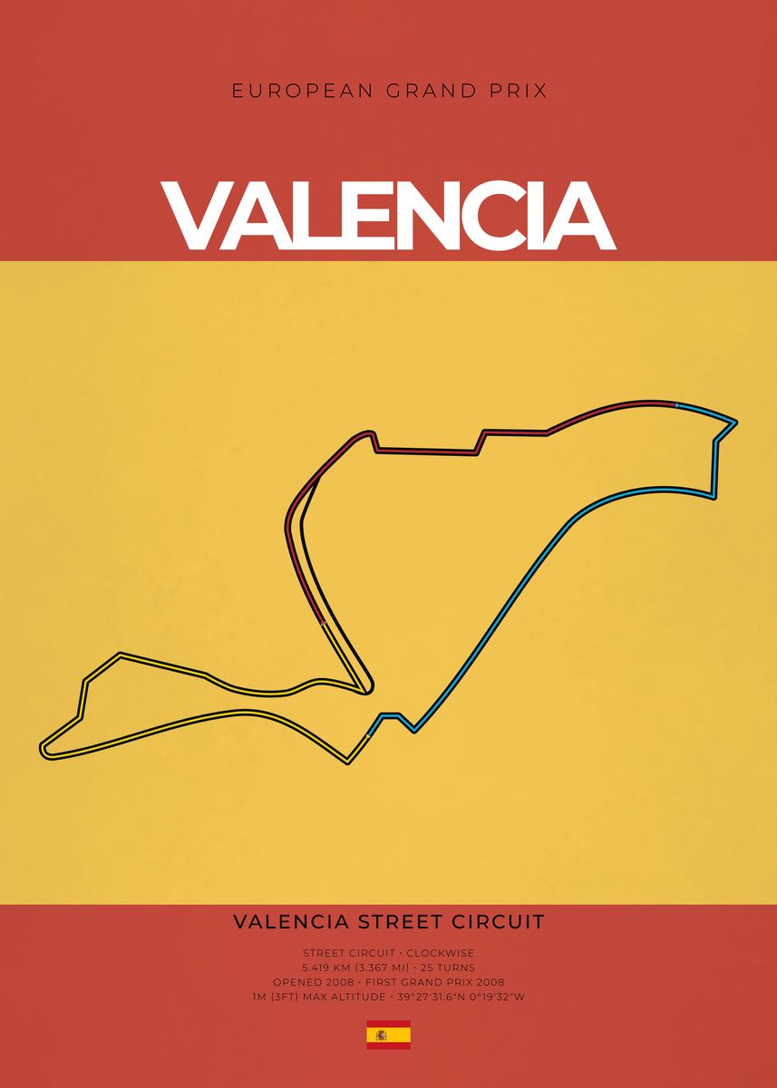 'Valencia F1 Circuit Spain' Poster, picture, metal print, paint by aio ...