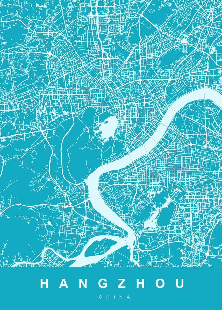'Map HANGZHOU CHINA ' Poster, picture, metal print, paint by UrbanMaps ...