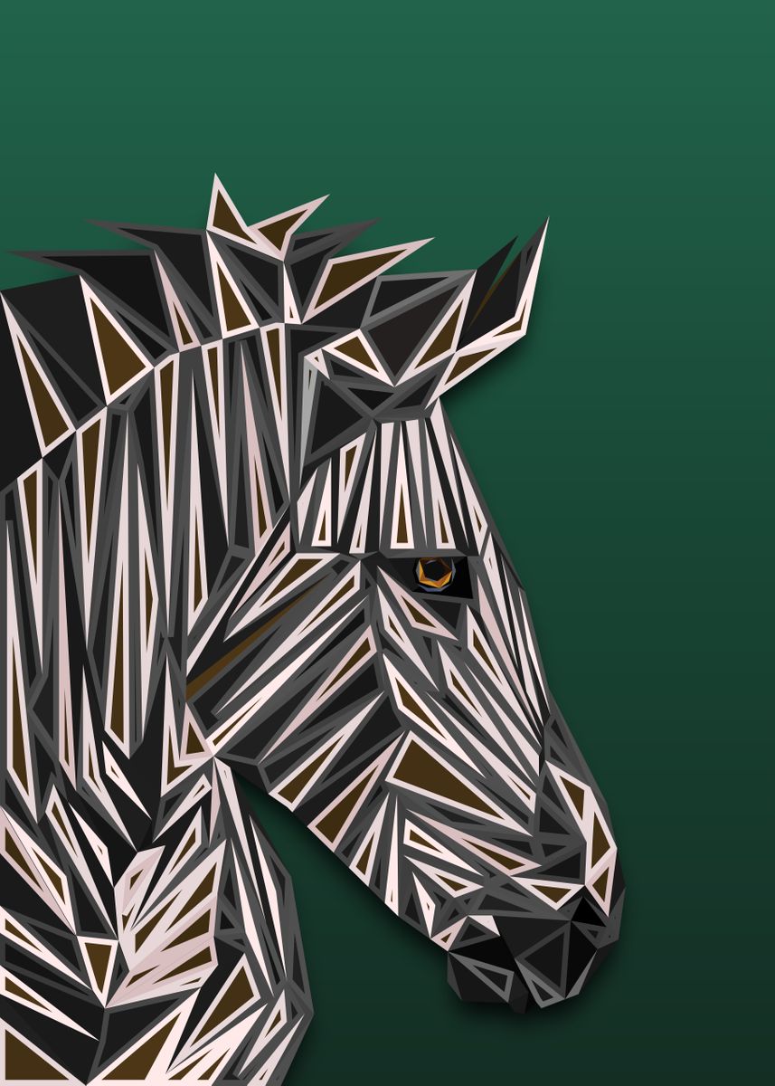 'Zebra Engraved Lowpoly' Poster by Evanz Tampubolon | Displate