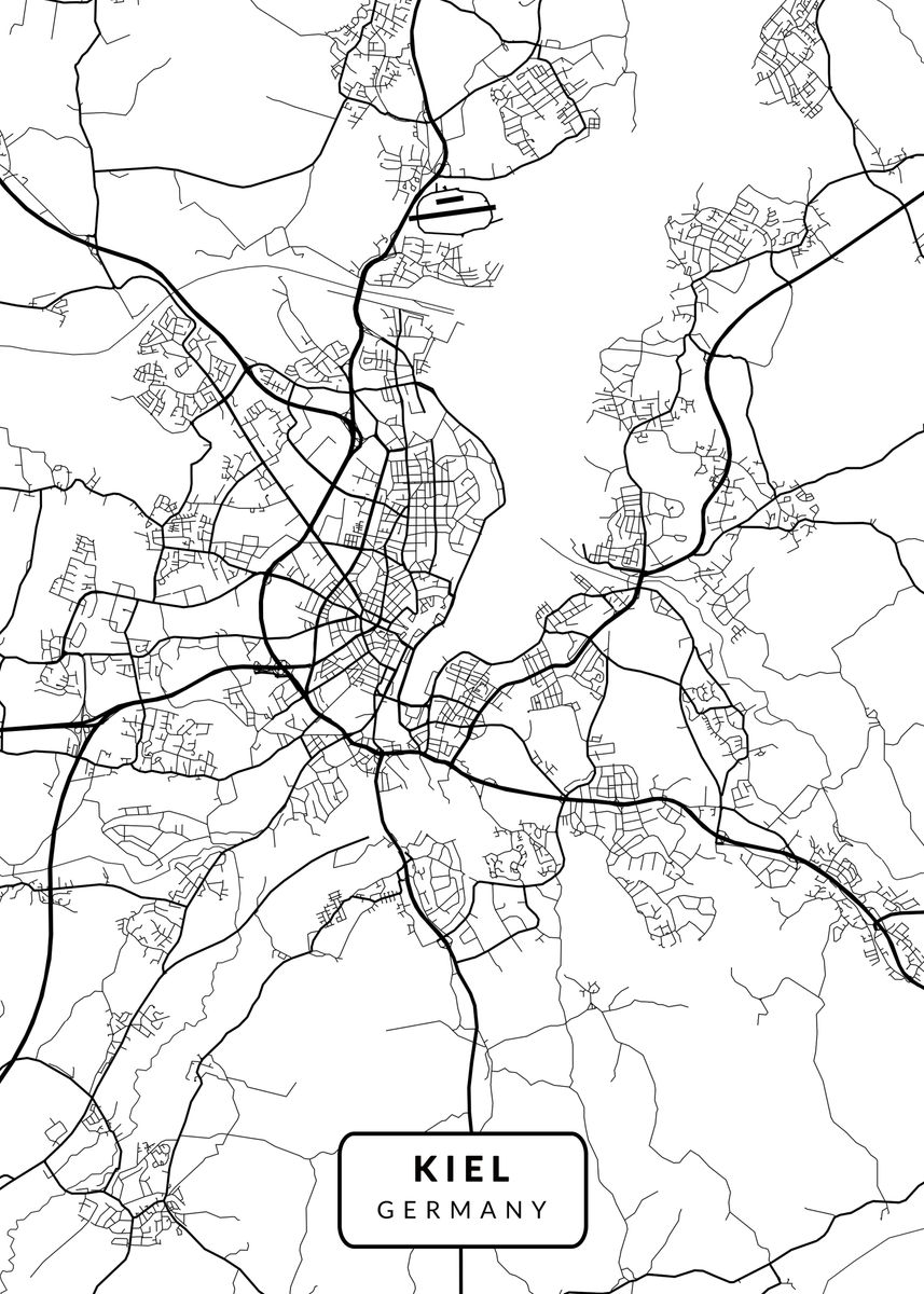 'Kiel Germany Map' Poster, picture, metal print, paint by Raka ...