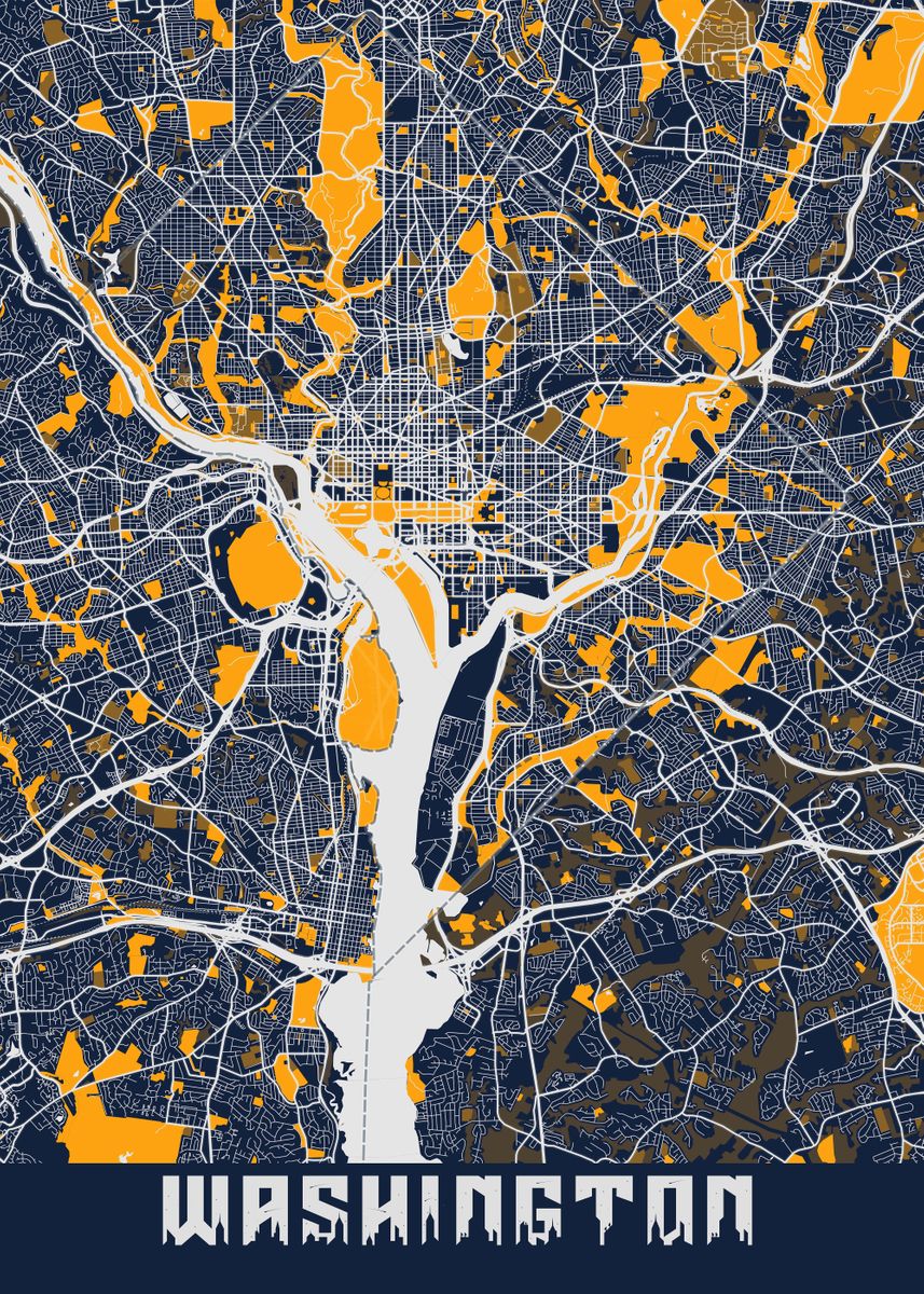 'Washington Map' Poster, picture, metal print, paint by Mccyle Khan ...
