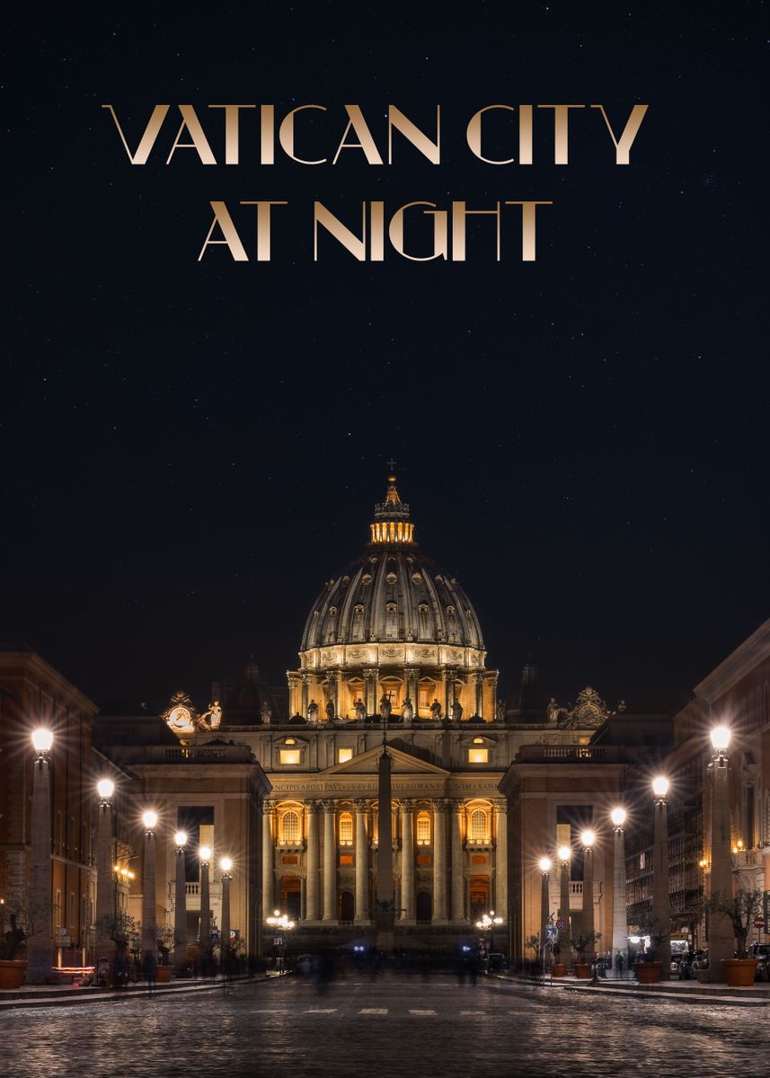 'Vatican City at night' Poster, picture, metal print, paint by Tobias ...