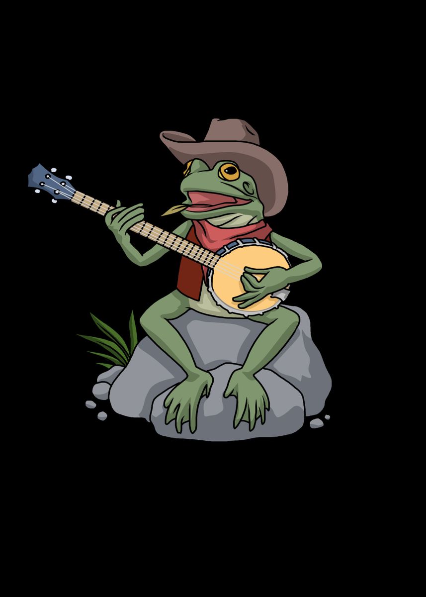 'Banjo Player Frog Music' Poster, picture, metal print, paint by ...