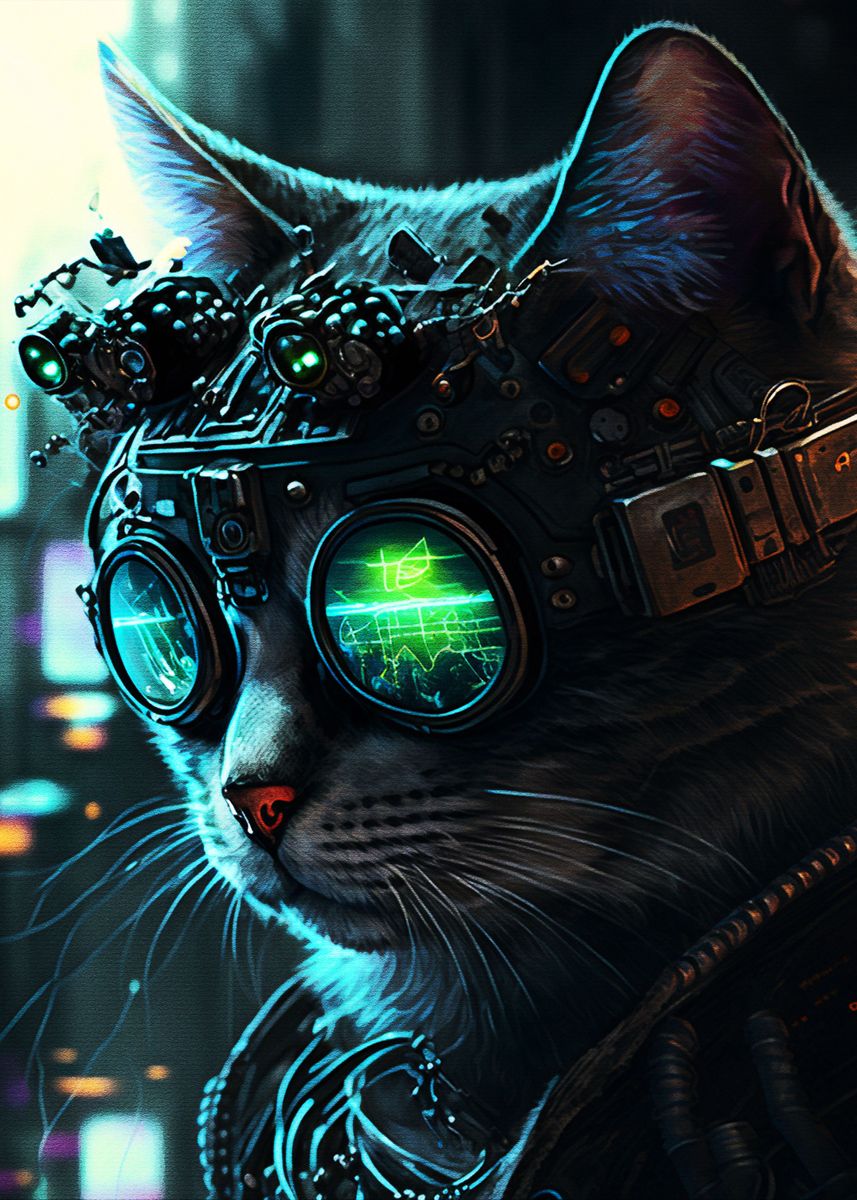 'Cat Professor' Poster, picture, metal print, paint by Coffee Design ...