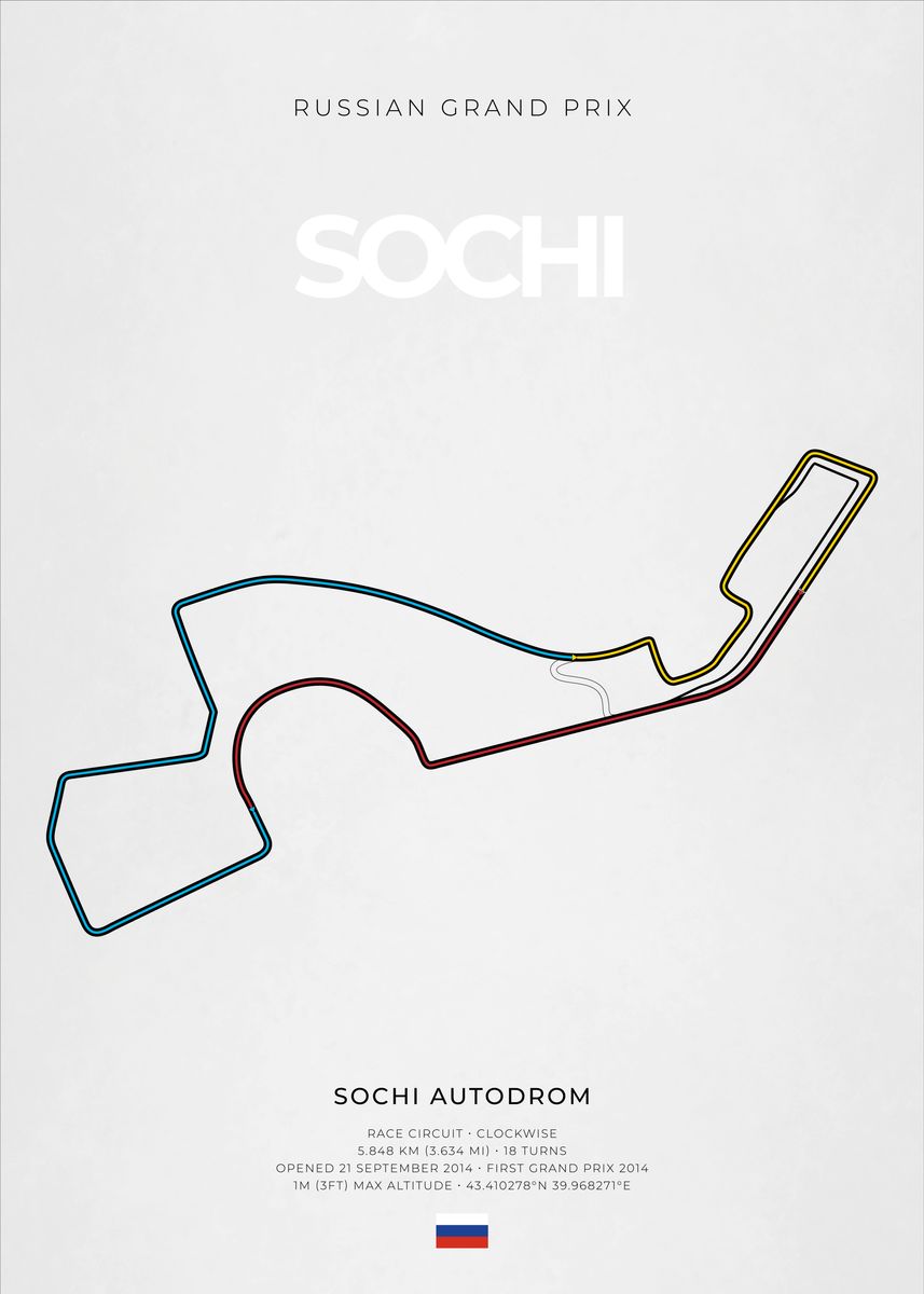 'Sochi Formula One Circuit' Poster, picture, metal print, paint by Alo ...
