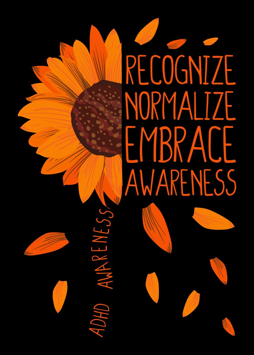 'ADHD Awareness Sunflower' Poster, picture, metal print, paint by ...