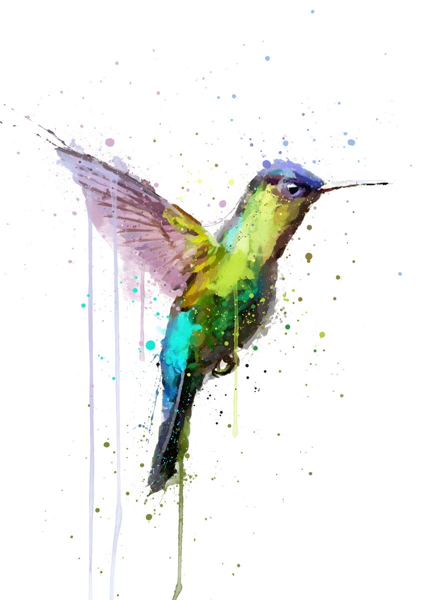 'Hummingbird' Poster, picture, metal print, paint by Izu | Displate