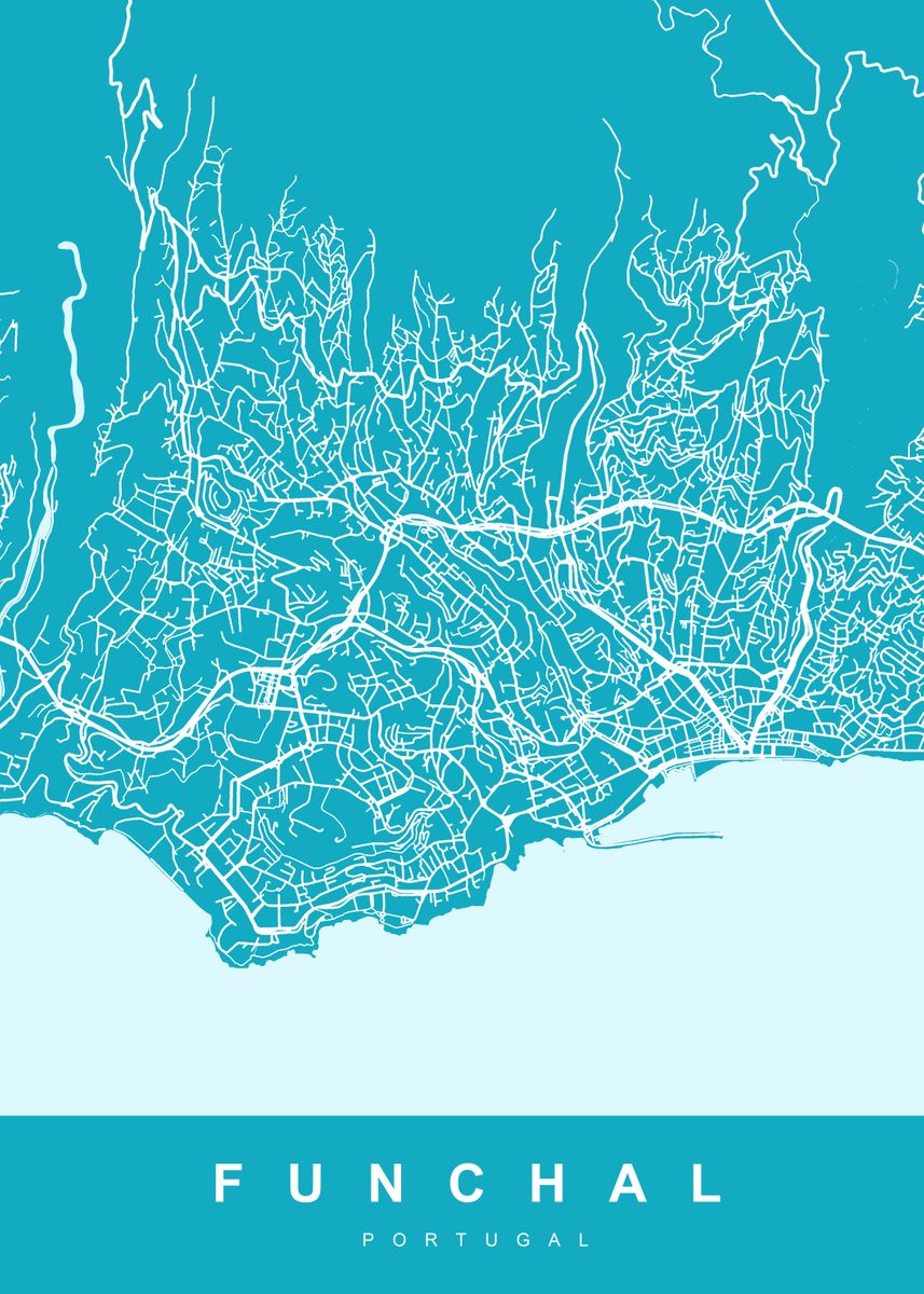 'FUNCHAL PORTUGAL' Poster, picture, metal print, paint by UrbanMaps ...