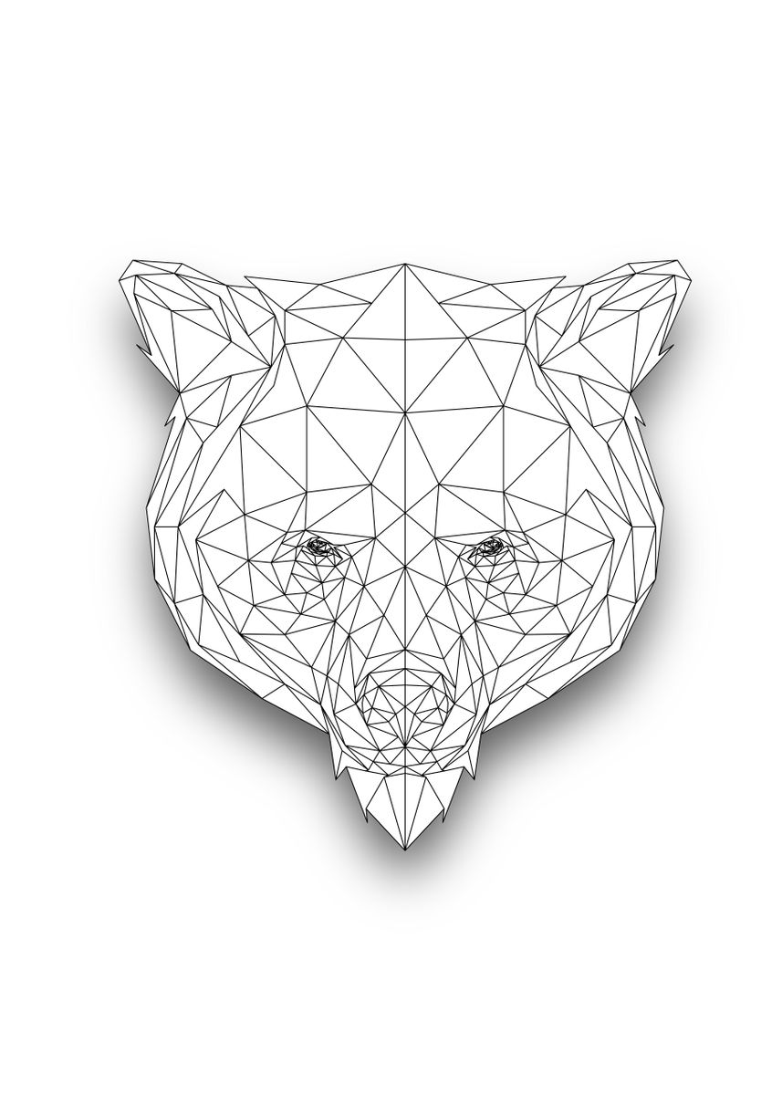 'Bear Wireframe Lowpoly' Poster, picture, metal print, paint by Evanz ...