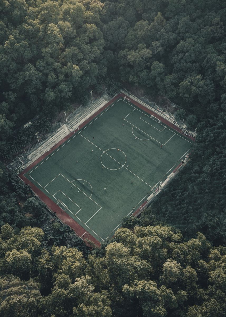 'Football Pitch in Forest' Poster, picture, metal print, paint by ec ...