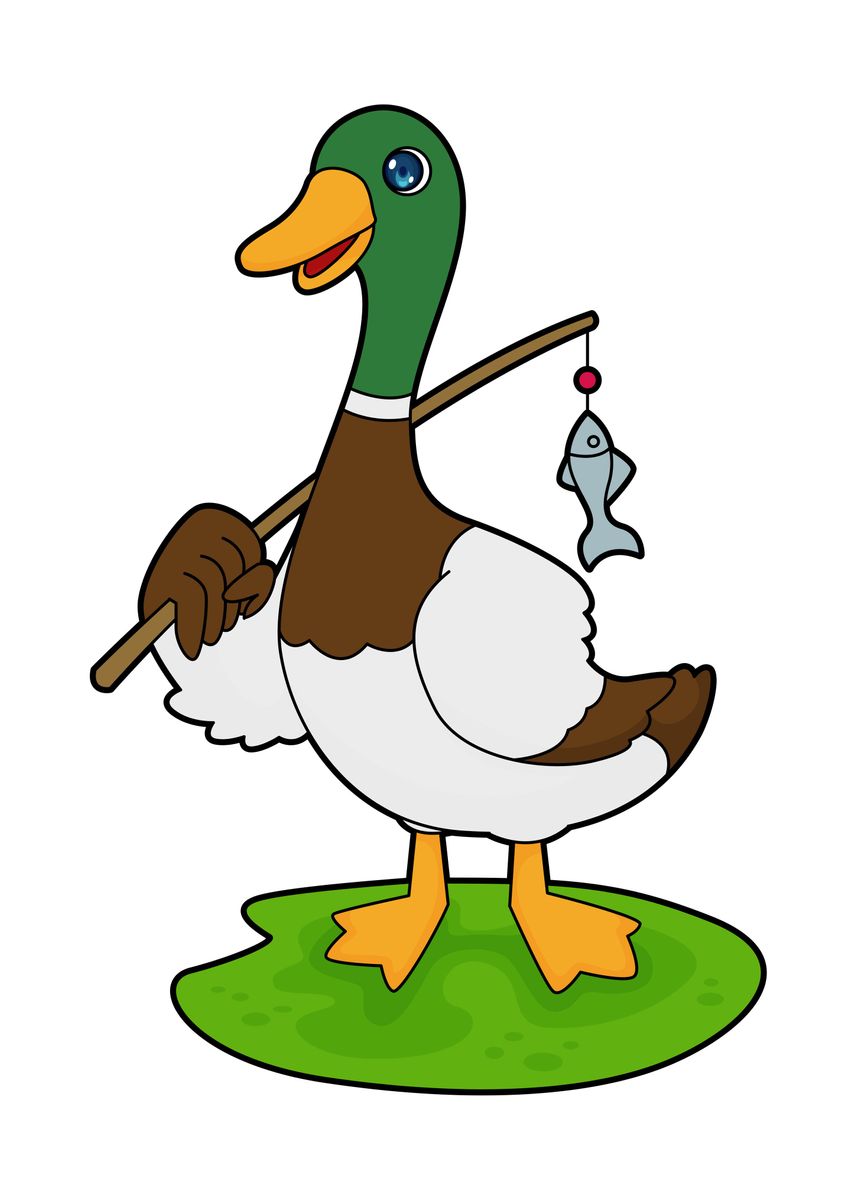 'Duck Fisher Fishing' Poster, picture, metal print, paint by Markus ...