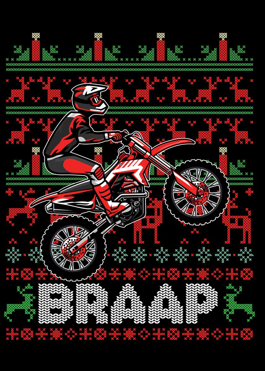 'Christmas Motorcycle Braap' Poster, picture, metal print, paint by ...