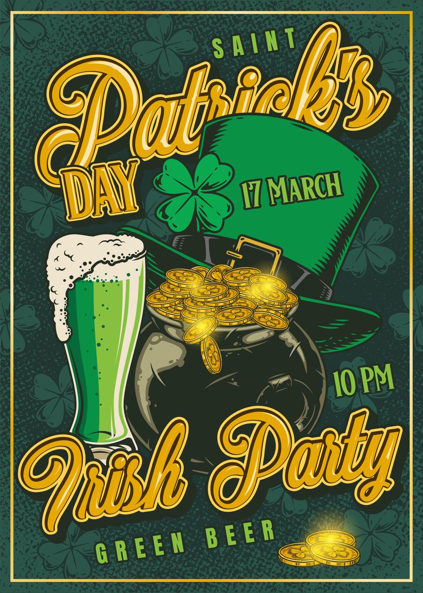 'Patricks Day Irish Party' Poster, picture, metal print, paint by ...