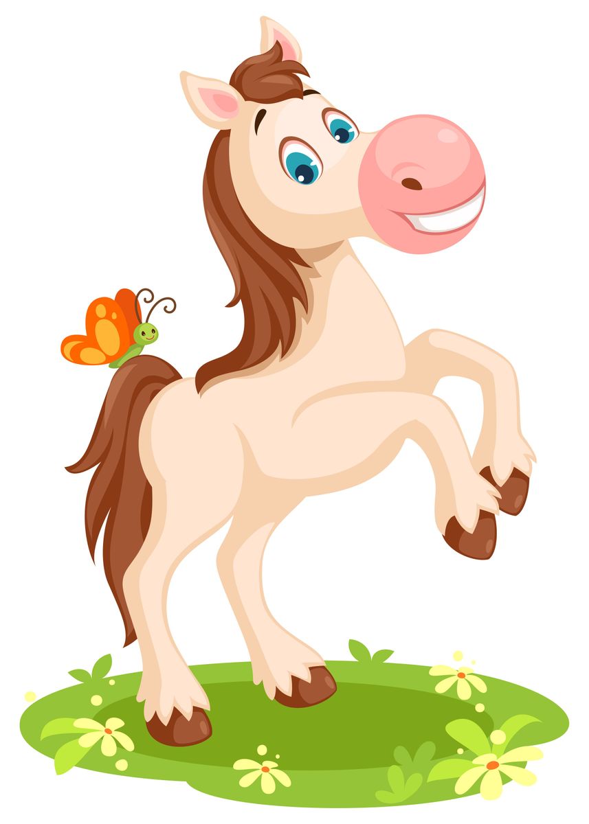 'white horse cartoon' Poster, picture, metal print, paint by Le Duc ...