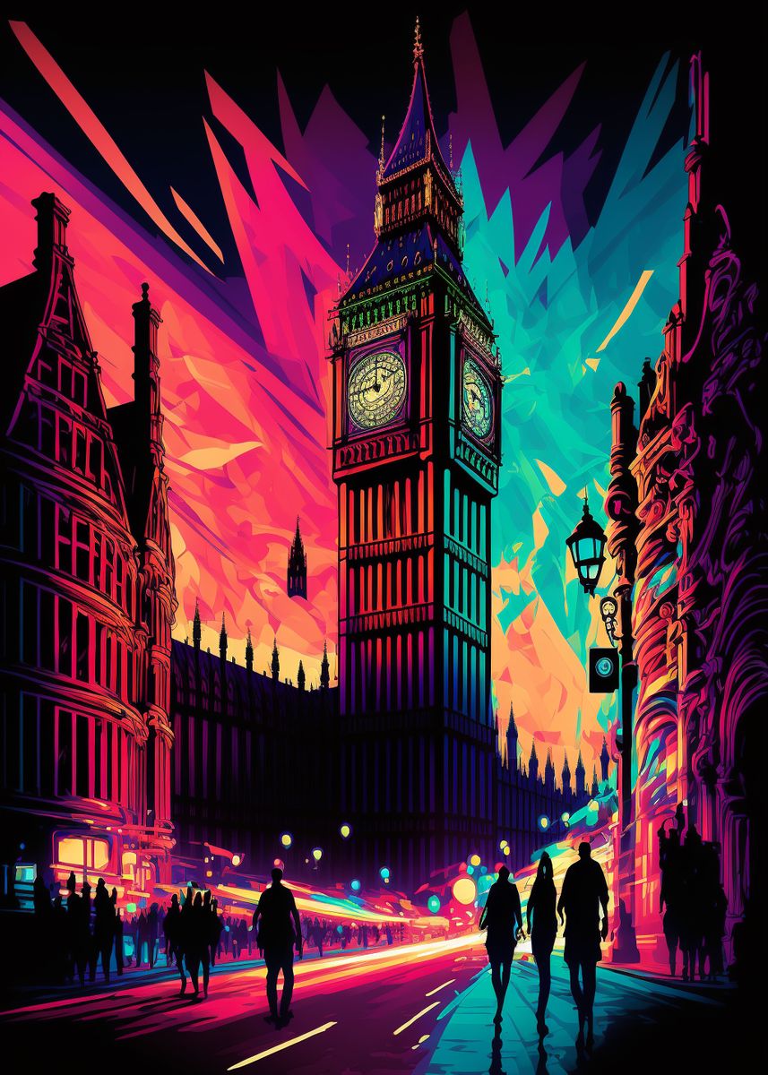 'Luminous London 2' Poster, picture, metal print, paint by Anxhela Sufa ...