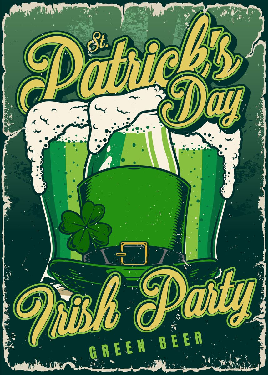'St Patricks Day Beer Party' Poster, picture, metal print, paint by ...
