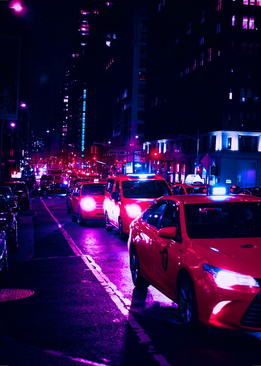 'night city' Poster, picture, metal print, paint by your name | Displate