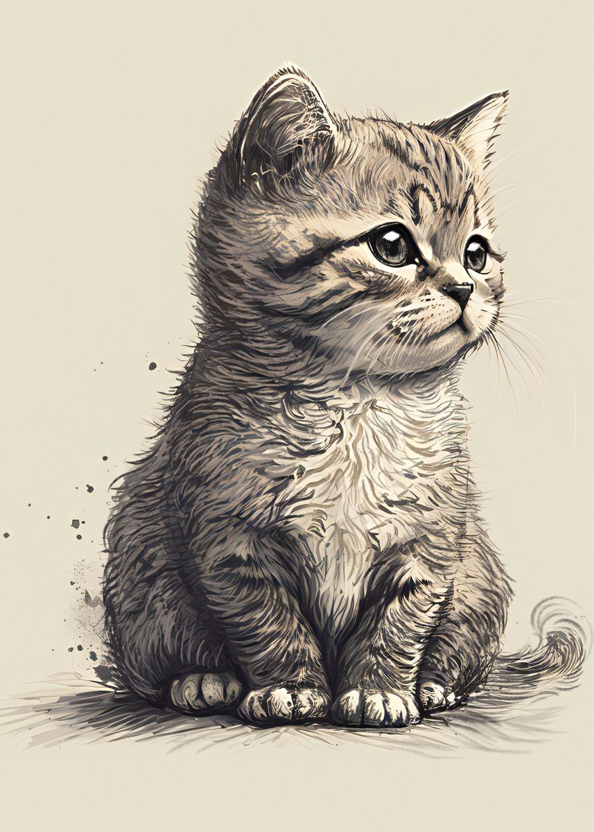 'Cute cat 2' Poster, picture, metal print, paint by Maxline Ziddah ...