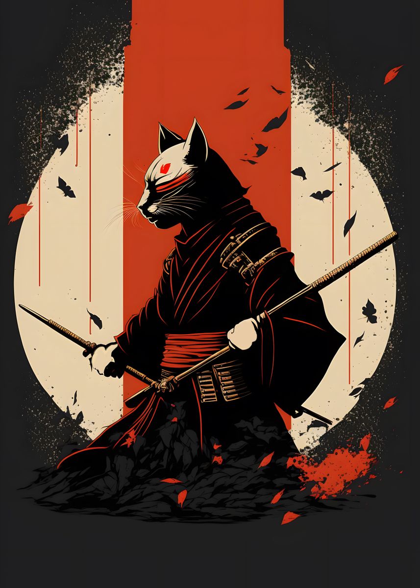 'Samurai Cat' Poster by Anime manga | Displate