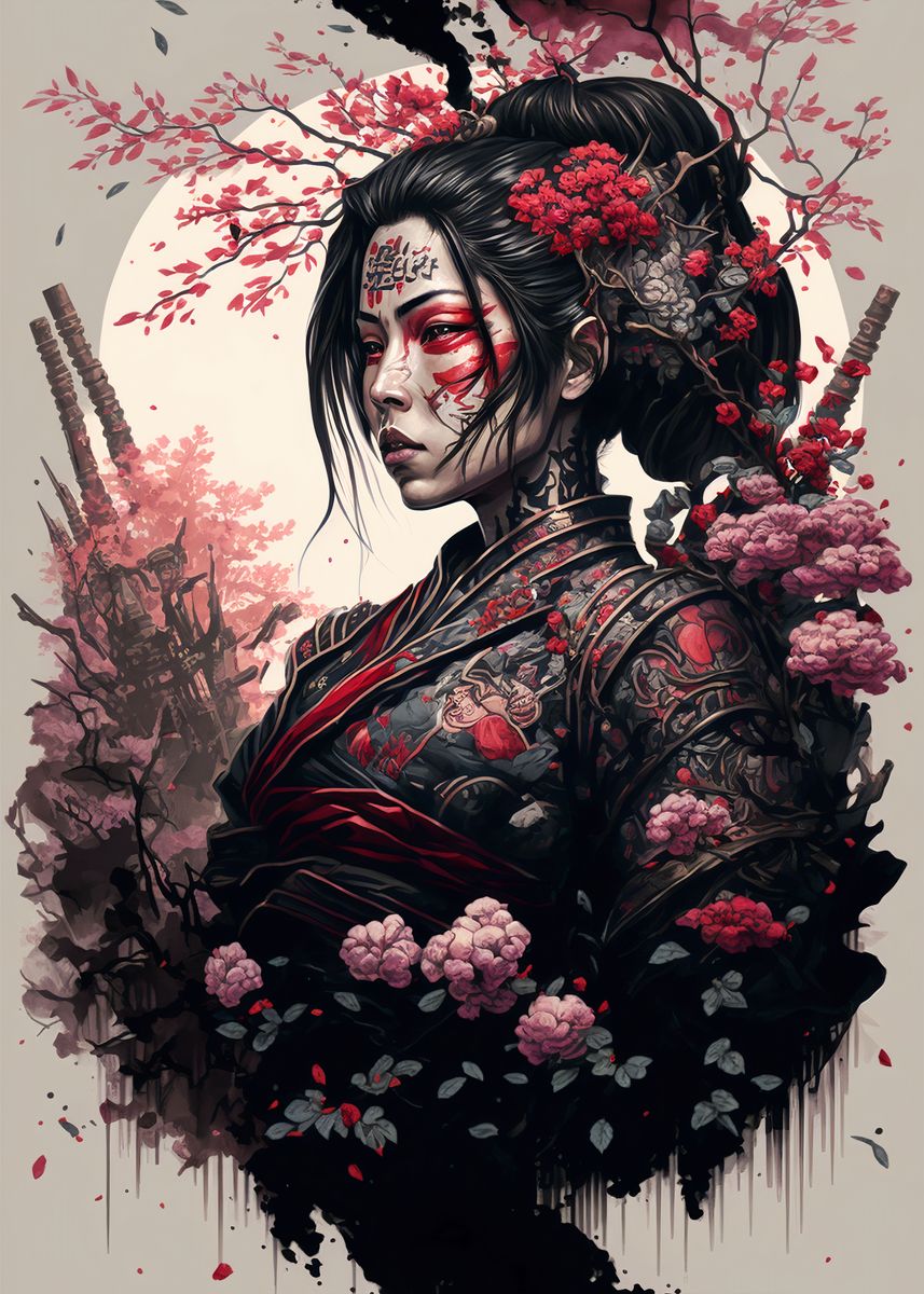 ' Geisha Samurai' Poster, picture, metal print, paint by Graphic ...