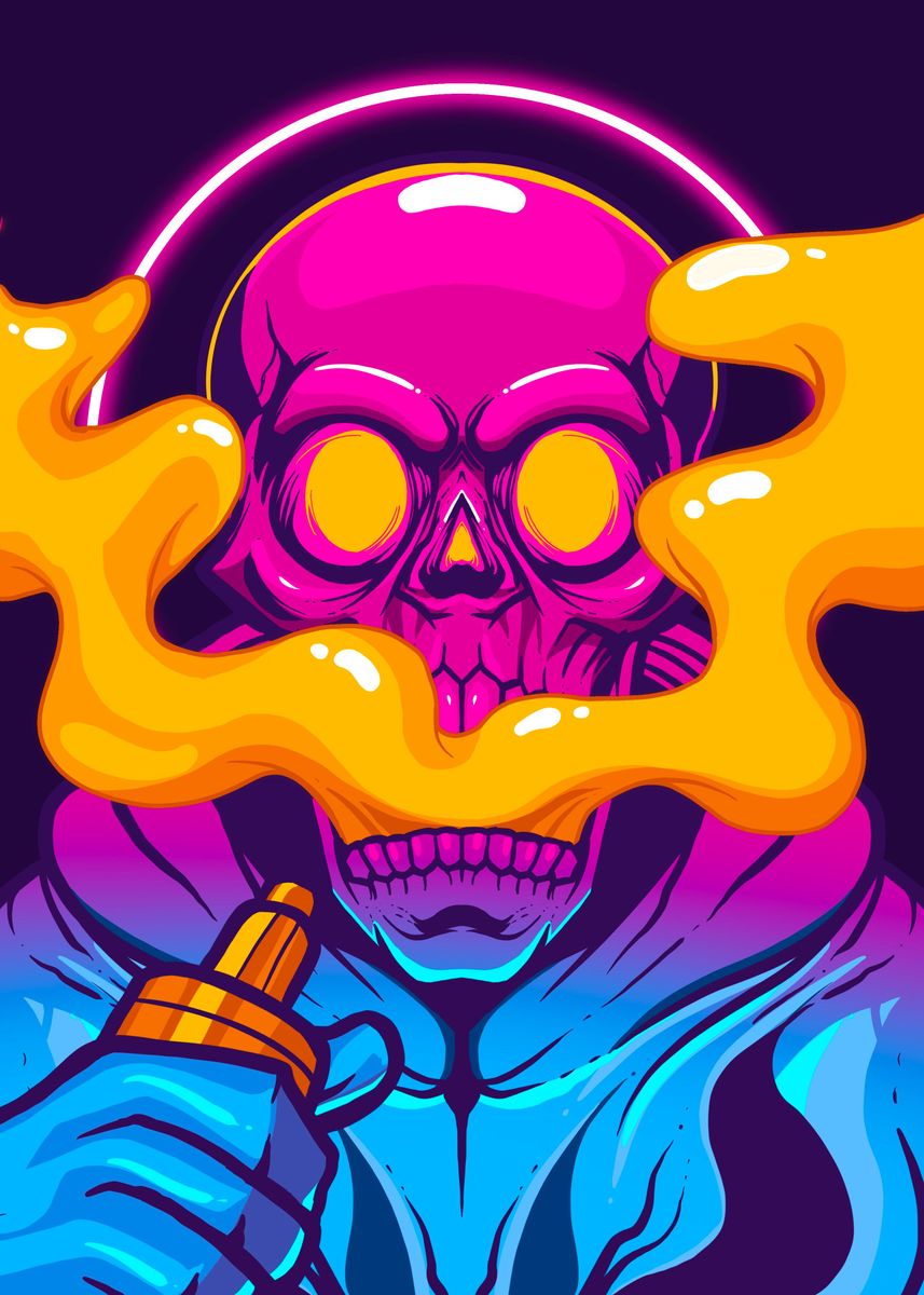 'Vape skull illustration' Poster, picture, metal print, paint by Dhoni ...