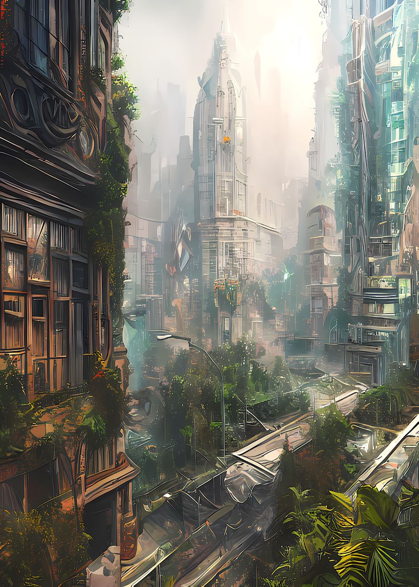 'Overgrown Street Corner' Poster, picture, metal print, paint by ...