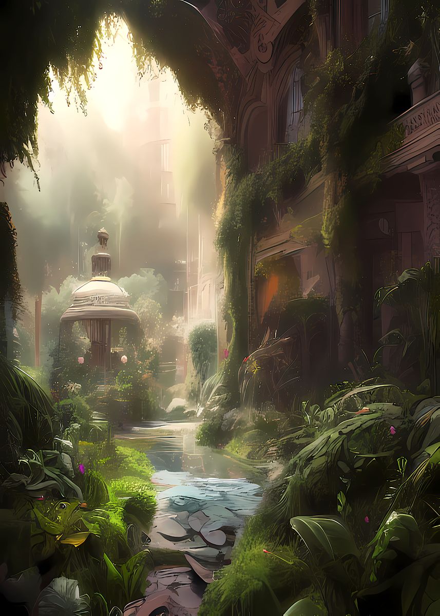 'Overgrown Buildings' Poster, picture, metal print, paint by Artexio ...