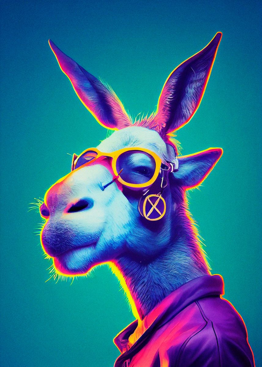 'Animal portrait Donkey' Poster, picture, metal print, paint by Metal Edge Creation | Displate