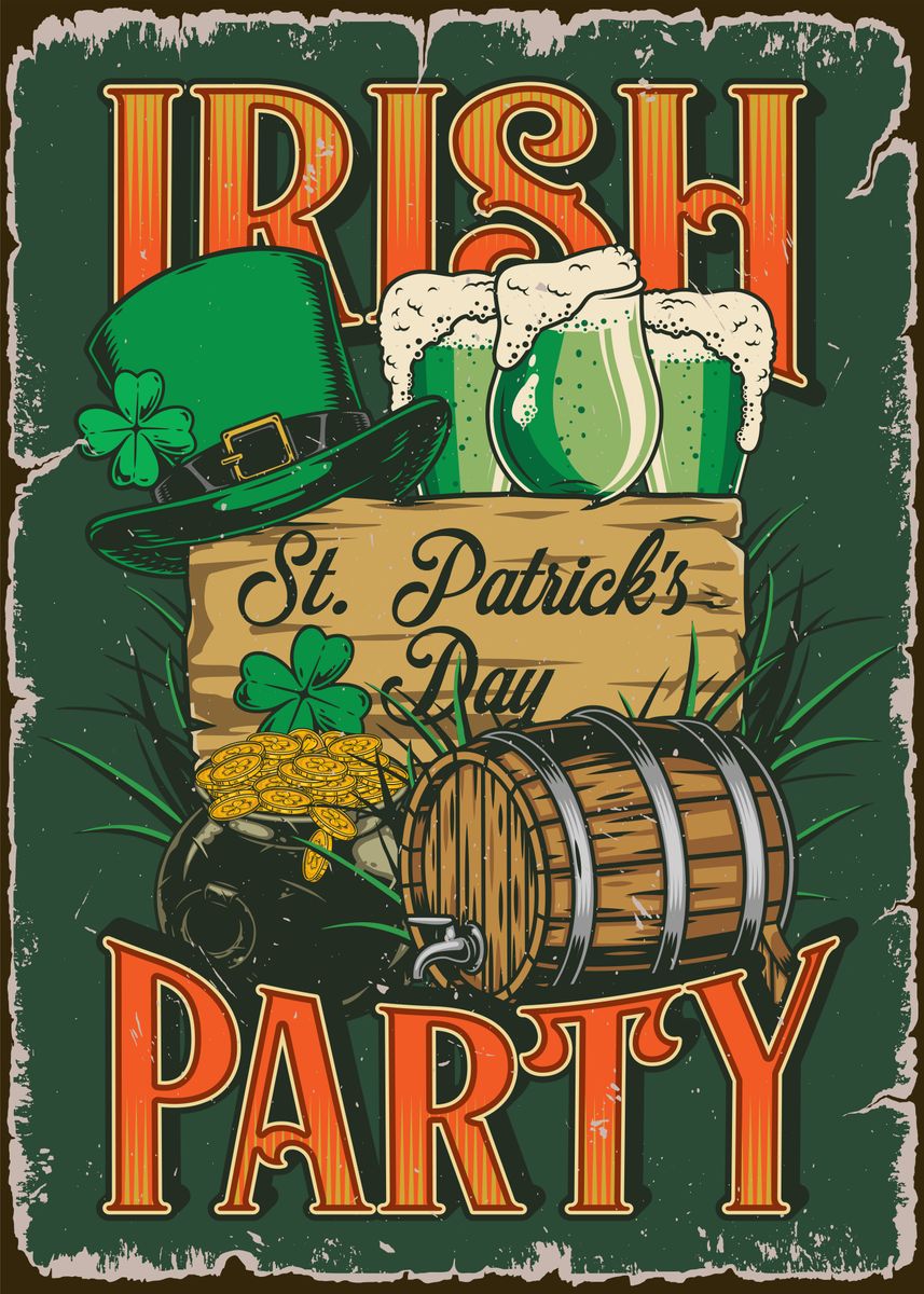 'Patricks Day Irish Party' Poster, picture, metal print, paint by ...